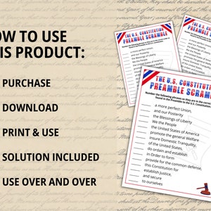 Preamble Scramble Game, Constitution Day, U.S. History Lesson, Teacher ...