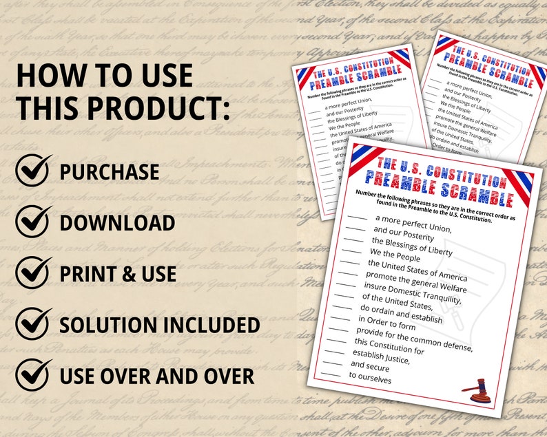 Preamble Scramble Game, Constitution Day, U.S. History Lesson, Teacher ...