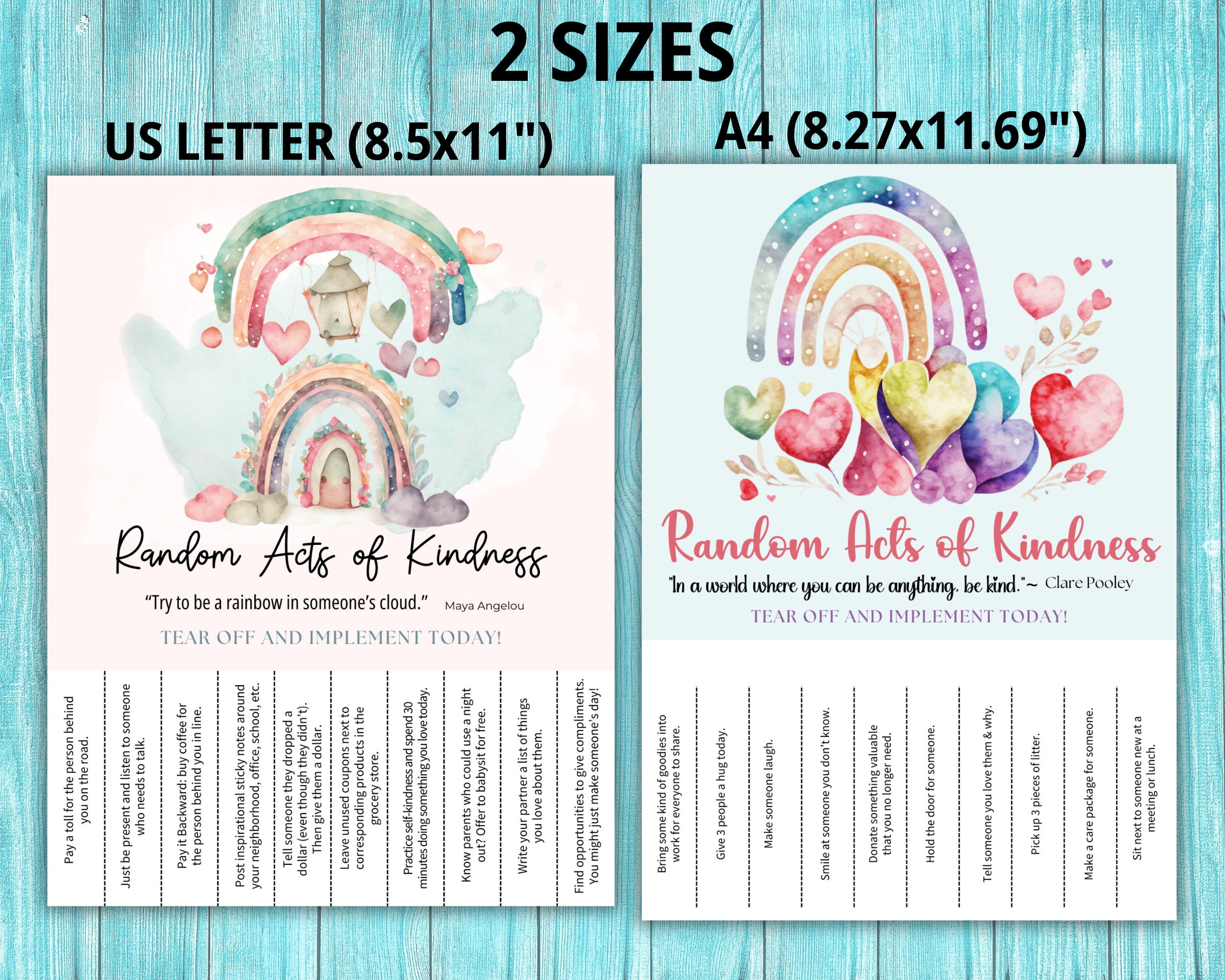 Random Acts of Kindness, Tear off Flyer, Spread Kindness, Positive ...