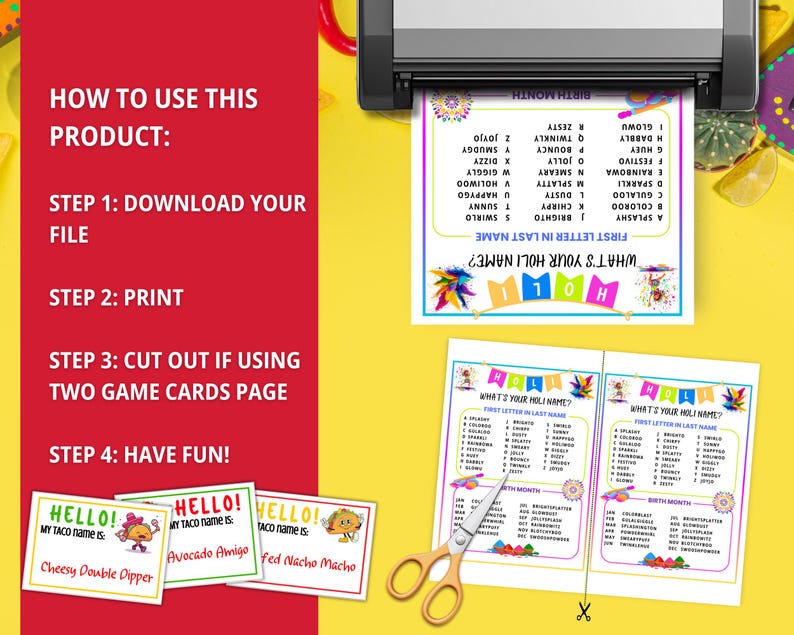 Whats Your Taco Name Game, Cinco De Mayo Games, Fiesta Party, Fiesta ...