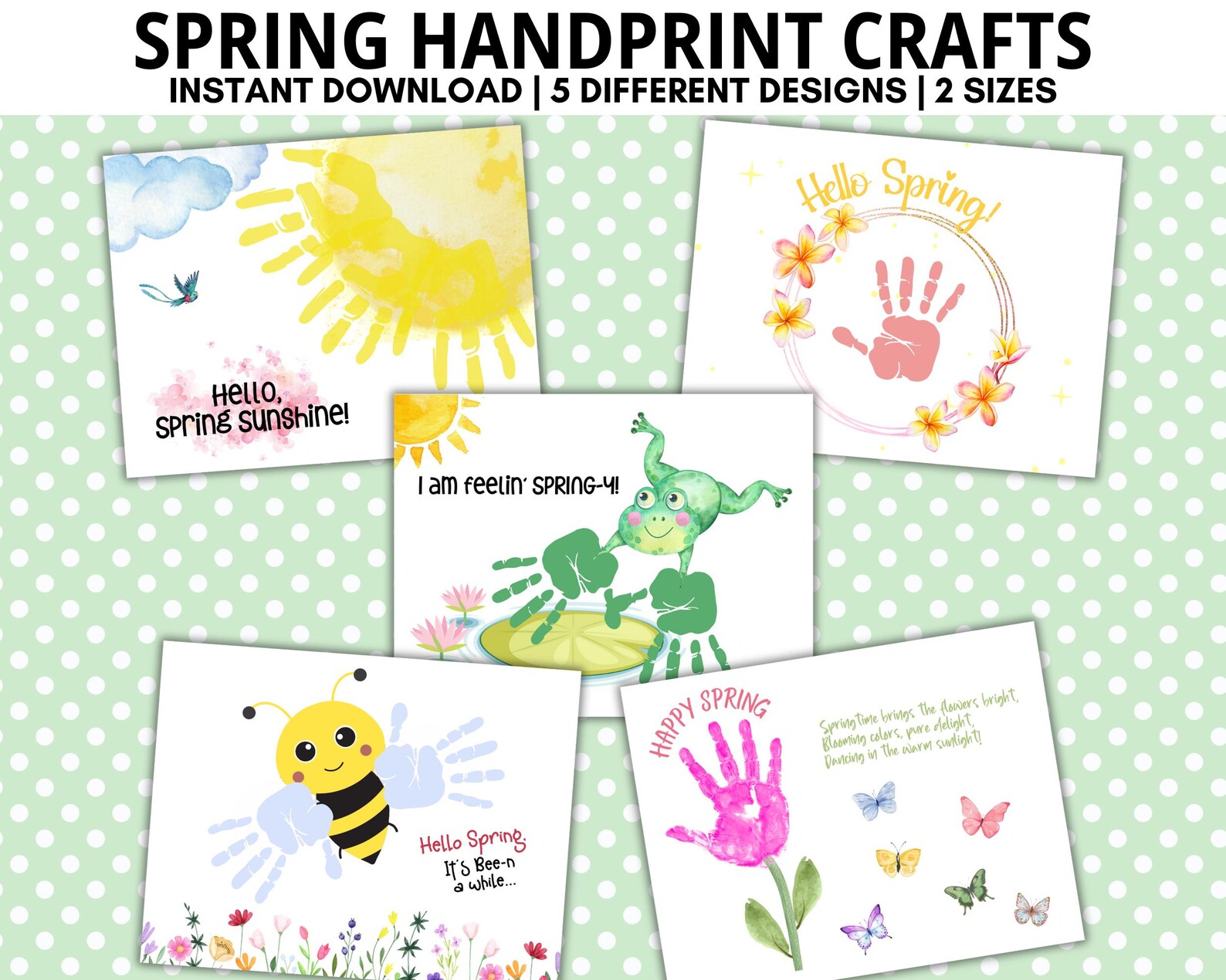 Spring Handprint Craft, 5-design BUNDLE, Handprint Art, Handprint Sign ...