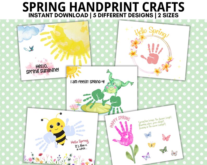 Spring Handprint Craft, 5-design BUNDLE, Handprint Art, Handprint Sign ...