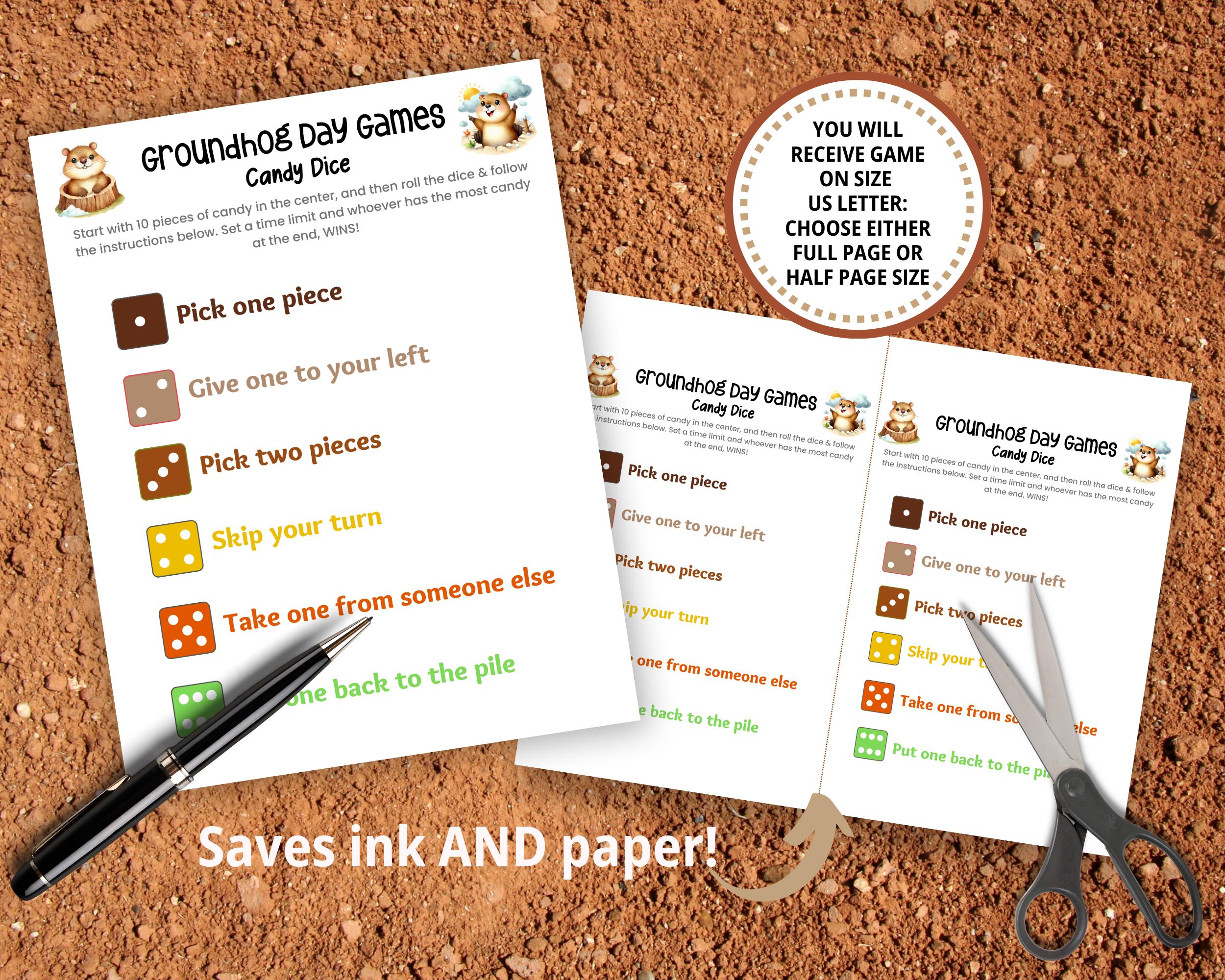 Groundhog Day Candy Dice, Groundhog Day Games, Family Game Night ...