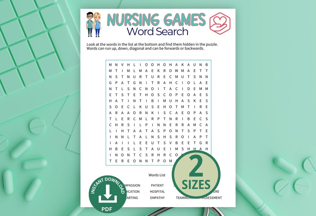 Nursing Word Search, Nursing Games, Nurse Games, Hospital Party Games ...