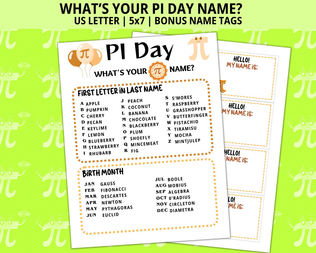 Whats Your Pi Day Name Pi Day Name Game Whats Your Name Pi Day Party Math Activities Math