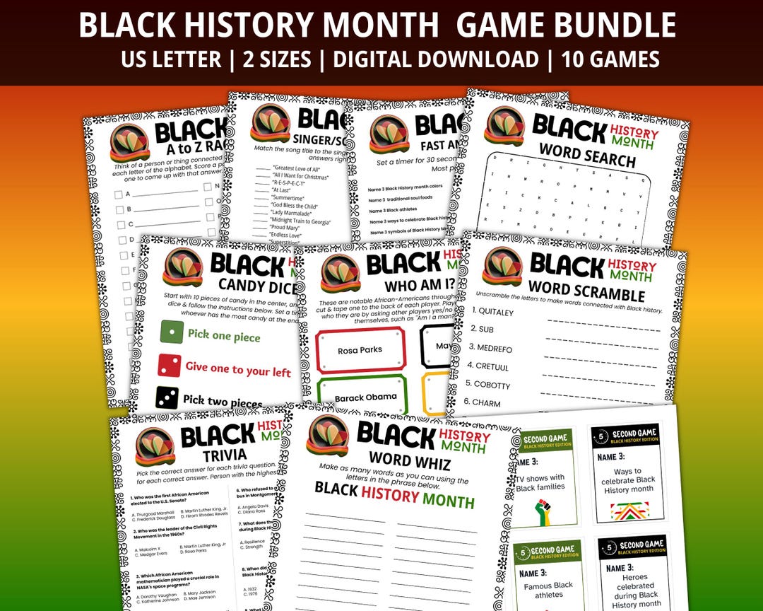 Black History Month Games, 10-GAME BUNDLE, Black History Trivia, Black ...