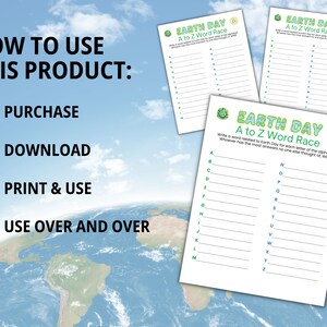 Earth Day A to Z Word Race, Earth Day Games, Family Game Night, Office ...