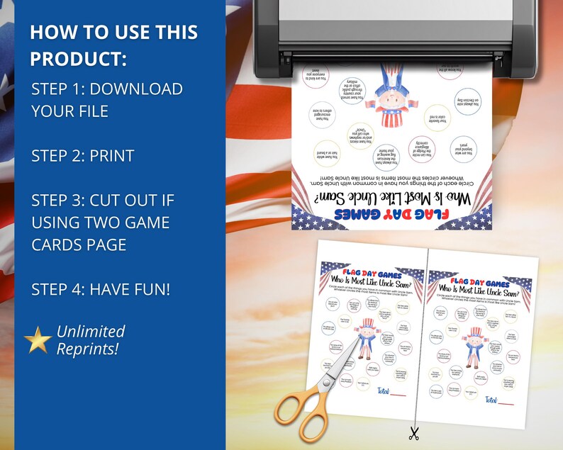 Who is Most Like Uncle Sam, Flag Day Games, Patriotic Games, Think ...