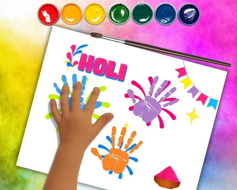 Holi Handprint Craft, Festival of Color, Handprint Art, Handprint Sign ...