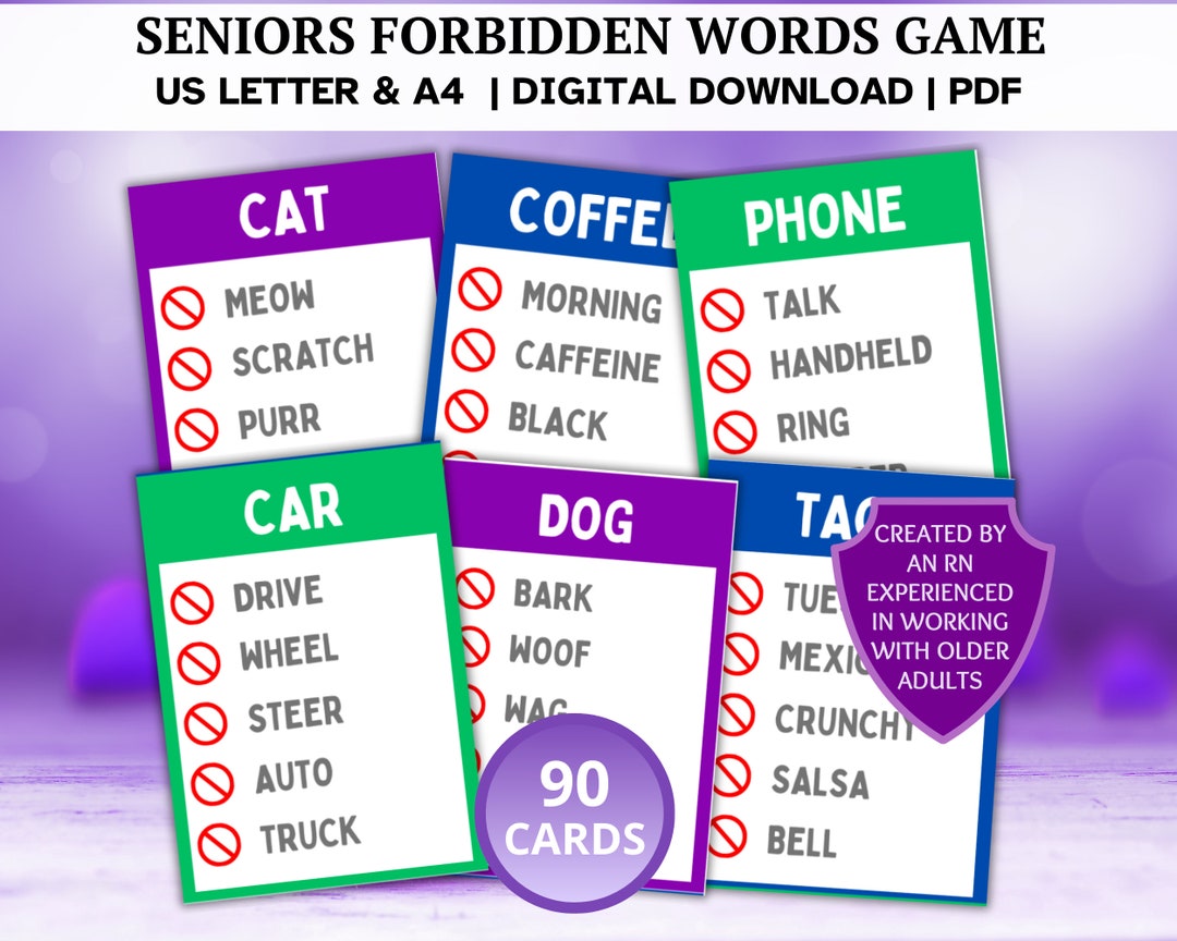 Forbidden Words Game, Senior Games, Dementia Games, Guess the Word Game ...