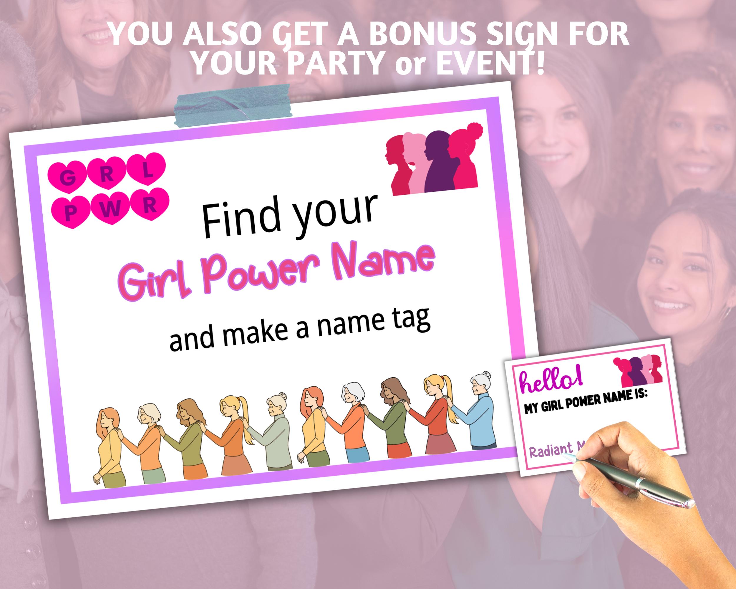What's Your Girl Power Name, Womens History Games, Girl Power Name Game ...
