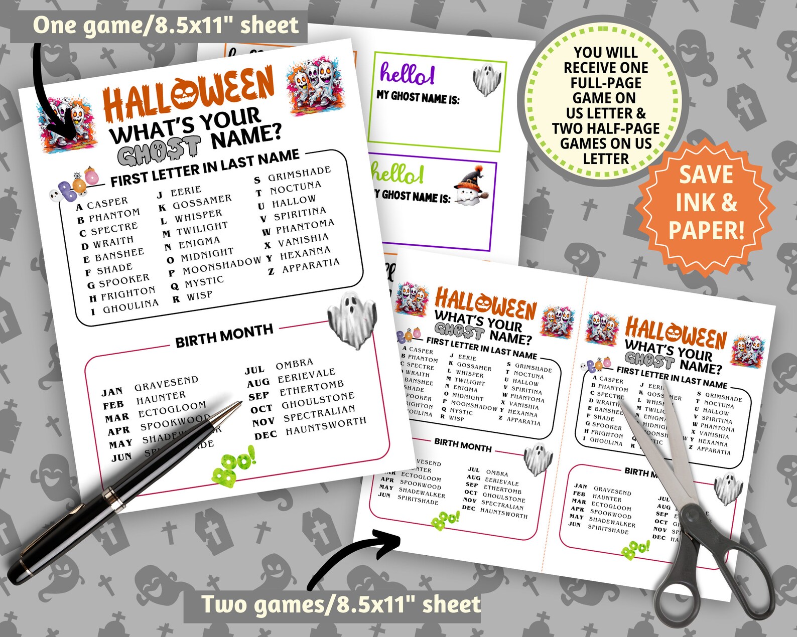 What's Your Ghost Name, Halloween Name Game, Whats Your Name, Printable ...