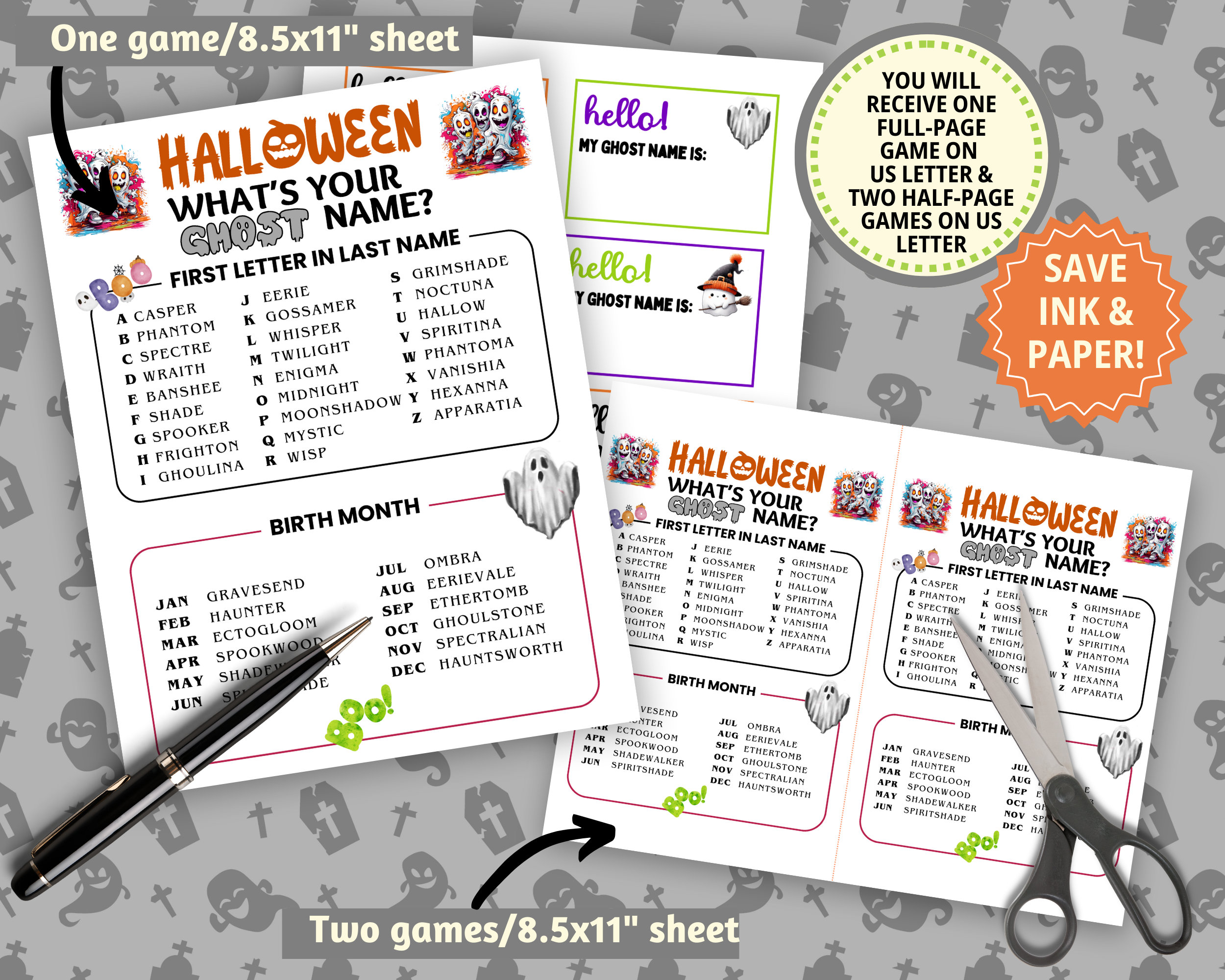 What's Your Ghost Name, Halloween Name Game, Whats Your Name, Printable ...