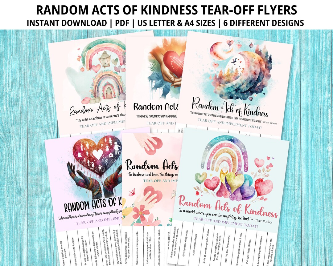 Random Acts of Kindness, Tear off Flyer, Spread Kindness, Positive ...