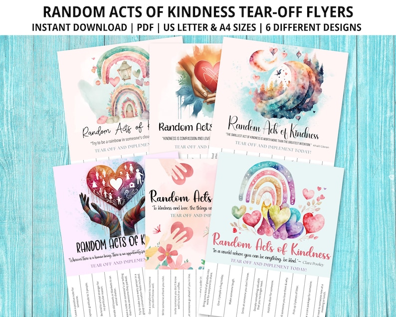 Random Acts of Kindness, Tear off Flyer, Spread Kindness, Positive ...