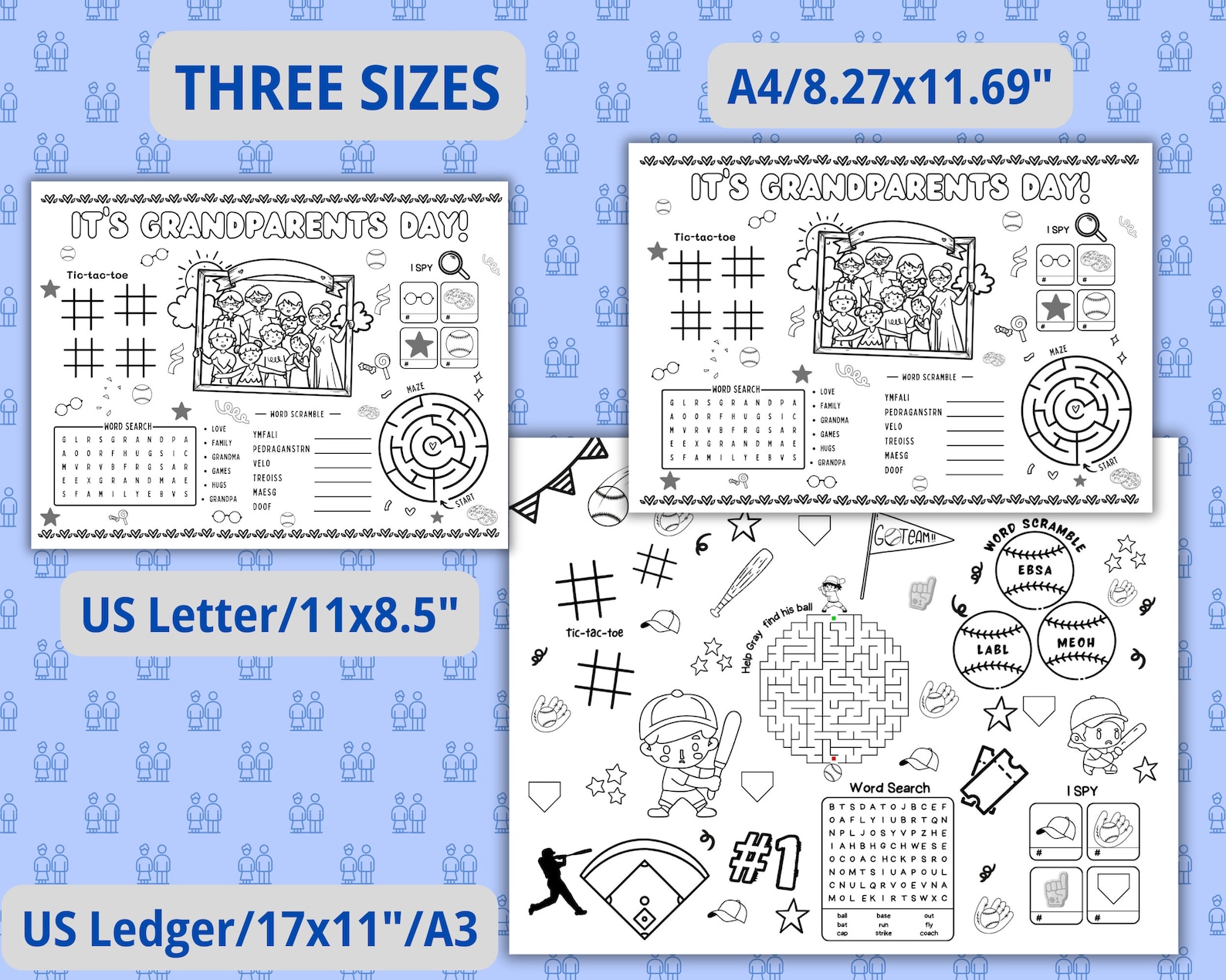 Grandparents Day Activity Sheet, Grandparents Day Craft, Kids Placemat ...