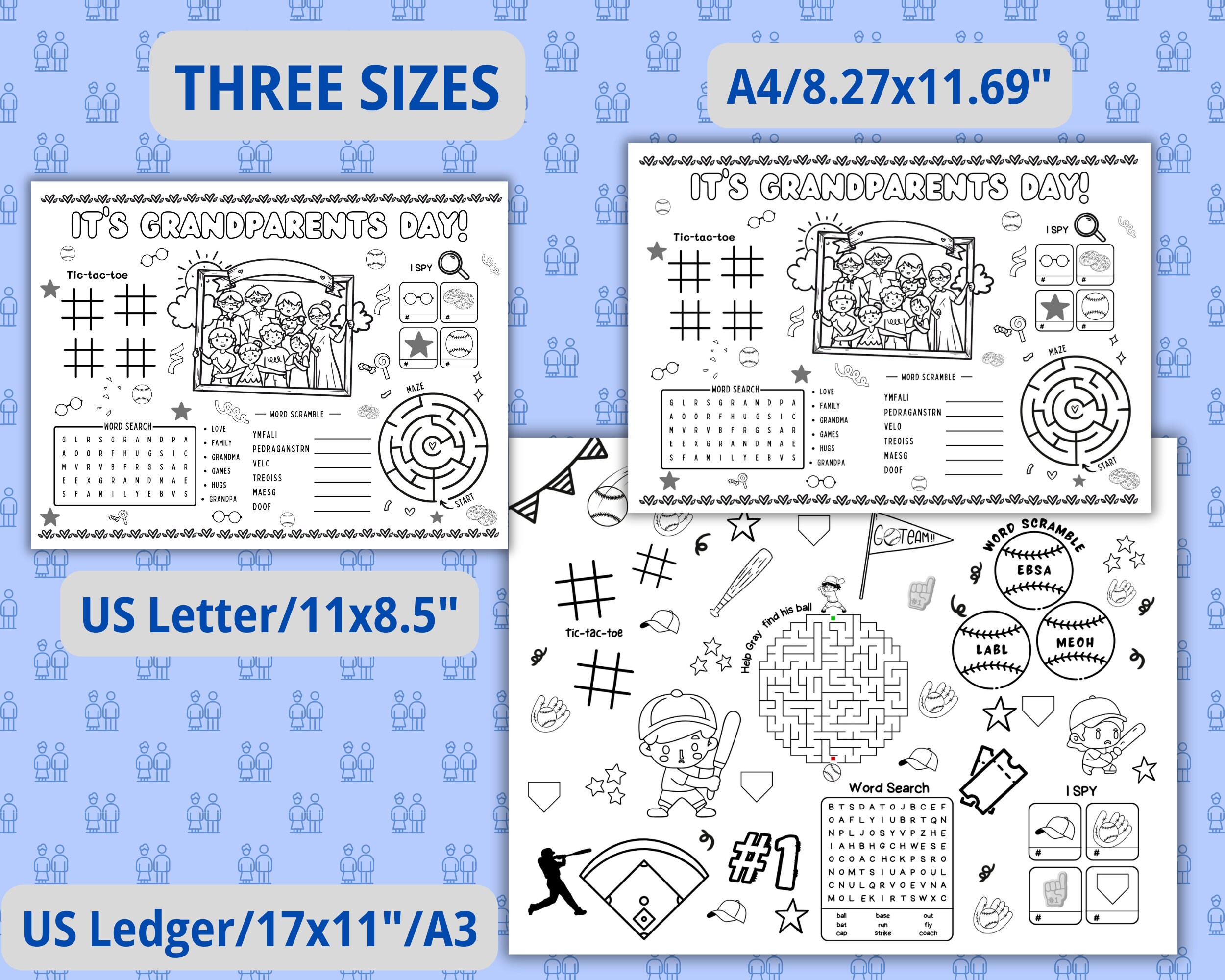 Grandparents Day Activity Sheet, Grandparents Day Craft, Kids Placemat ...