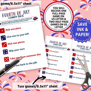 4th of July Candy Dice Game, Family Party Games, Patriotic Games, 4th ...