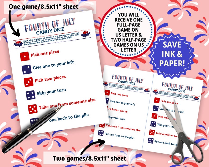 4th of July Candy Dice Game, Family Party Games, Patriotic Games, 4th ...