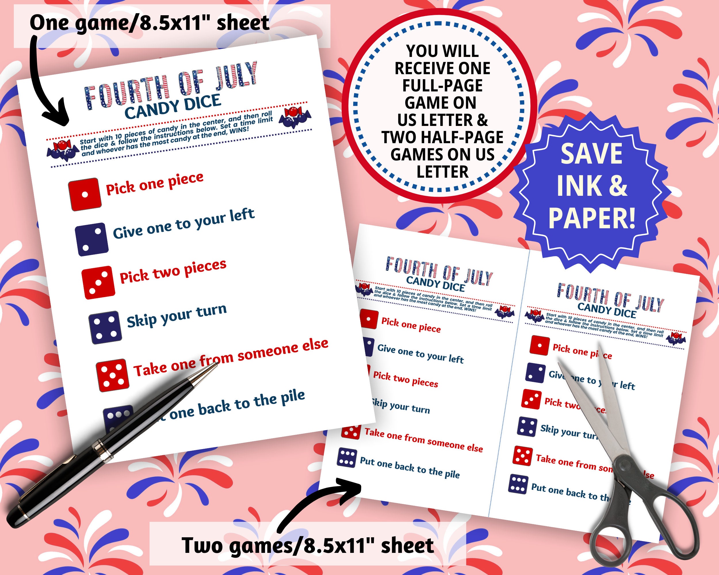 4th of July Candy Dice Game, Family Party Games, Patriotic Games, 4th ...