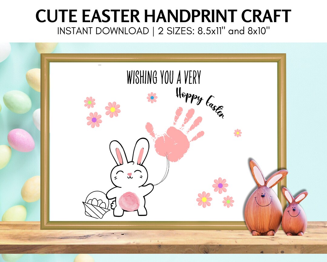 Easter Bunny Handprint Craft, Easter Handprint Art, Handprint Sign, DIY ...