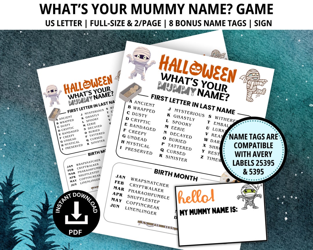 Whats Your Mummy Name, Halloween Name Game, Whats Your Name, Halloween ...