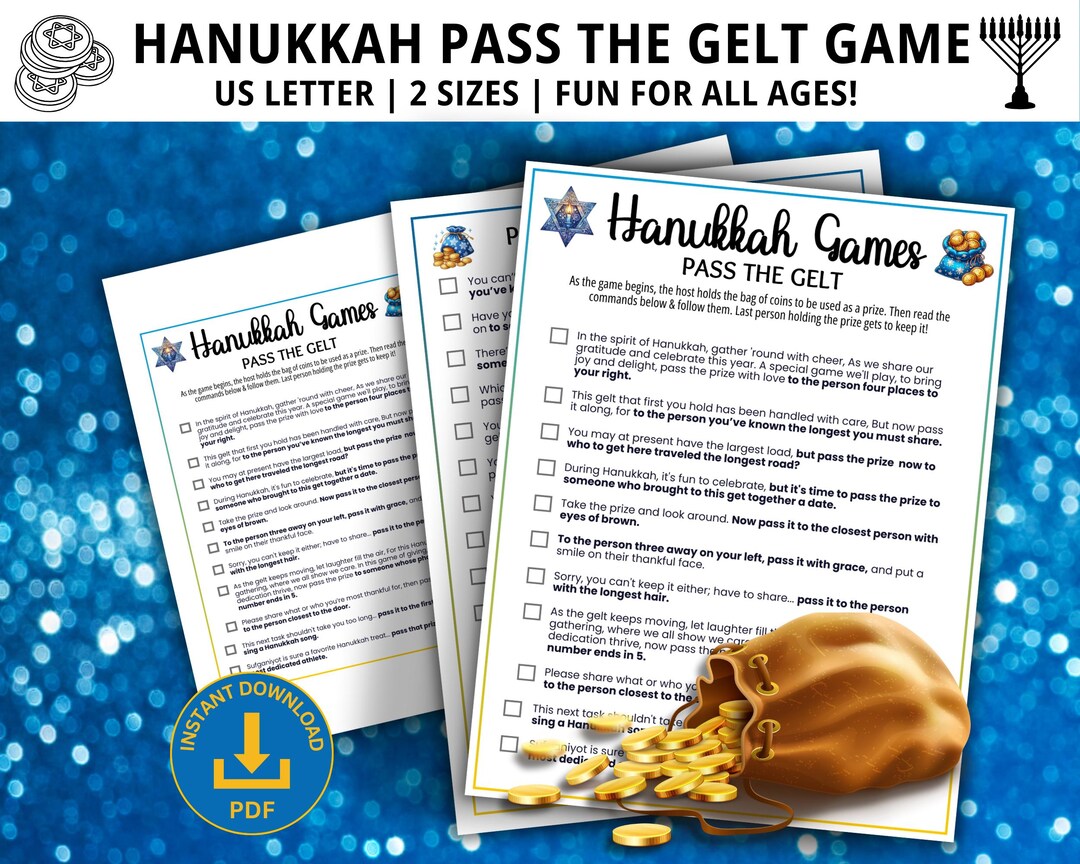 Hanukkah Pass the Gelt Game, Hanukkah Games, Pass the Prize, Hanukkah ...