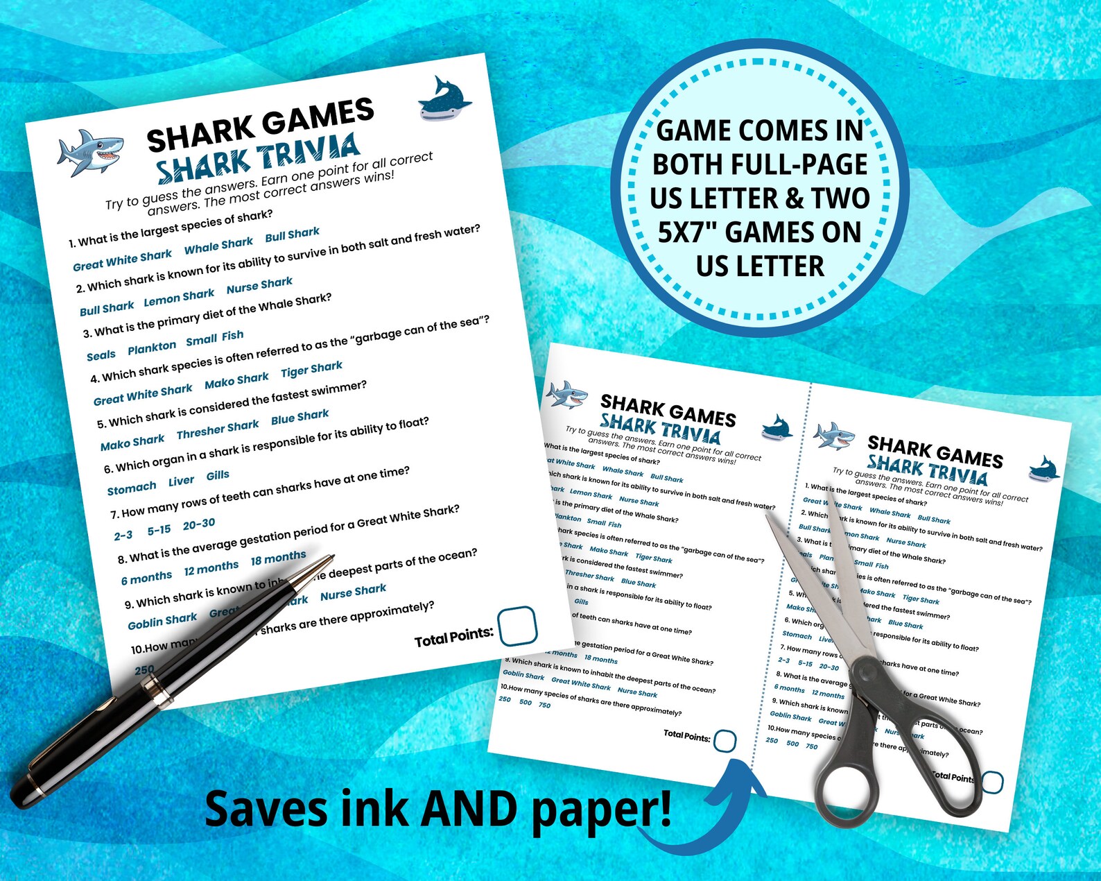 Shark Trivia Game, Shark Games, Shark Birthday Party, Birthday Games ...