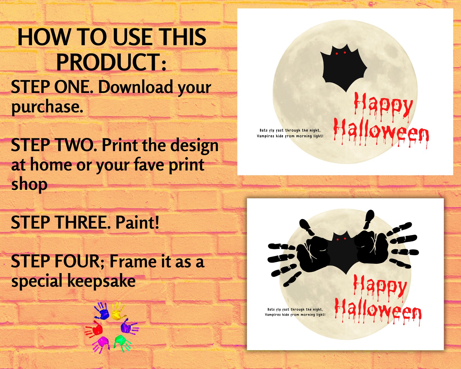 Halloween Handprint Craft, Bat Handprint, Fall Handprint Craft, Fall ...