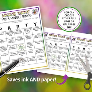 Mardi Gras Mix and Mingle Bingo, Mardi Gras Games, Mardi Gras Party ...