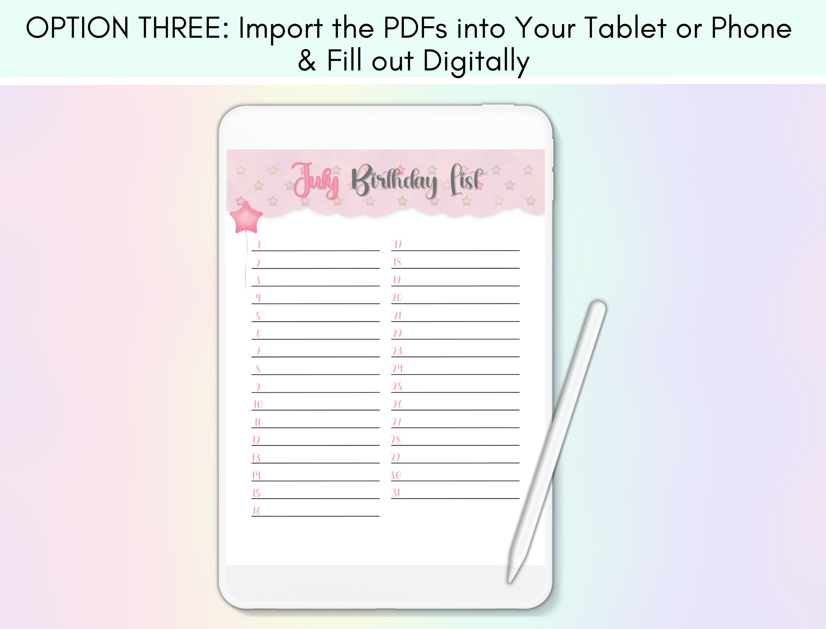 Editable Birthday Tracker, Birthday Chart, Birthday Calendar, Fillable ...