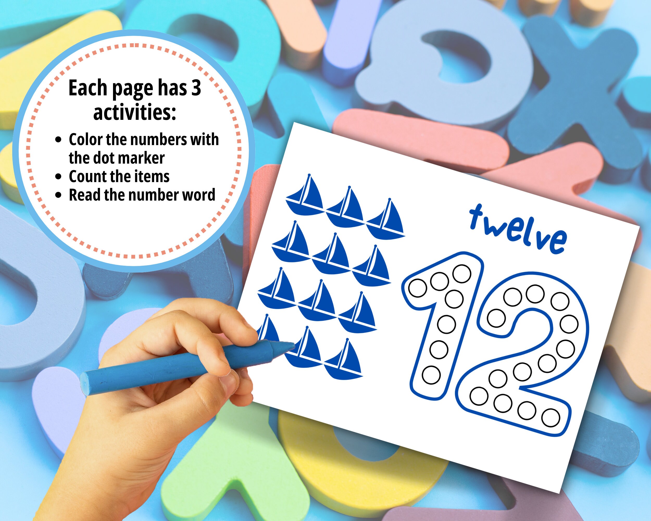Do a Dot Numbers, Tracing Worksheets, Dot Marker, Counting Practice ...