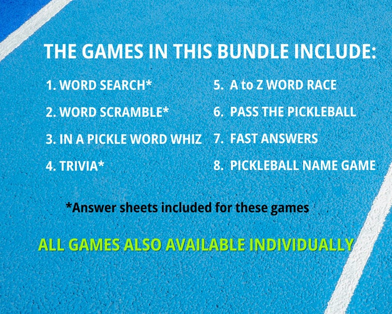 Pickleball Game Bundle, Pickleball Games, Pickleball Party, Pickleball ...