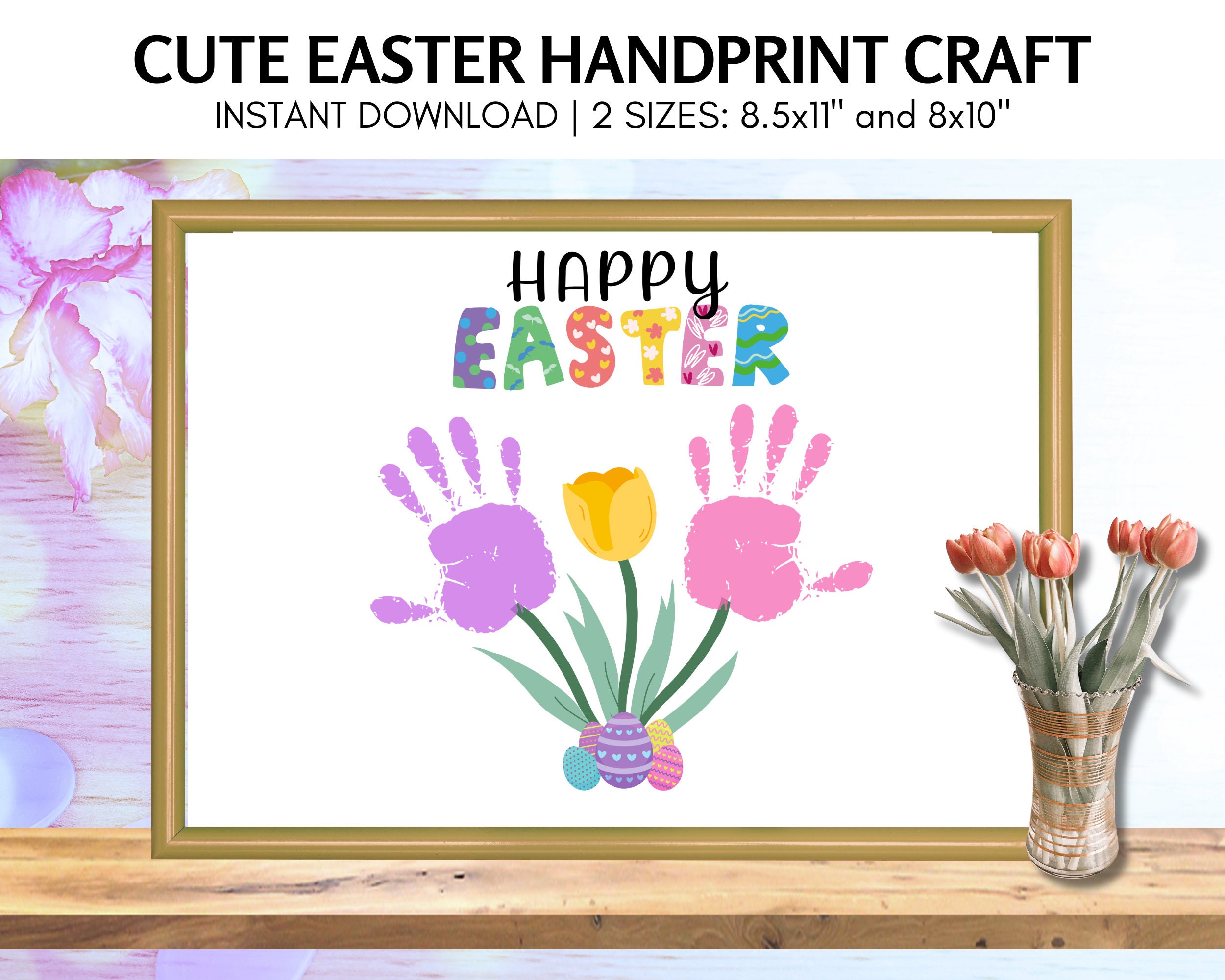 Easter Flowers Handprint Craft, Easter Handprint Art, Handprint Sign ...