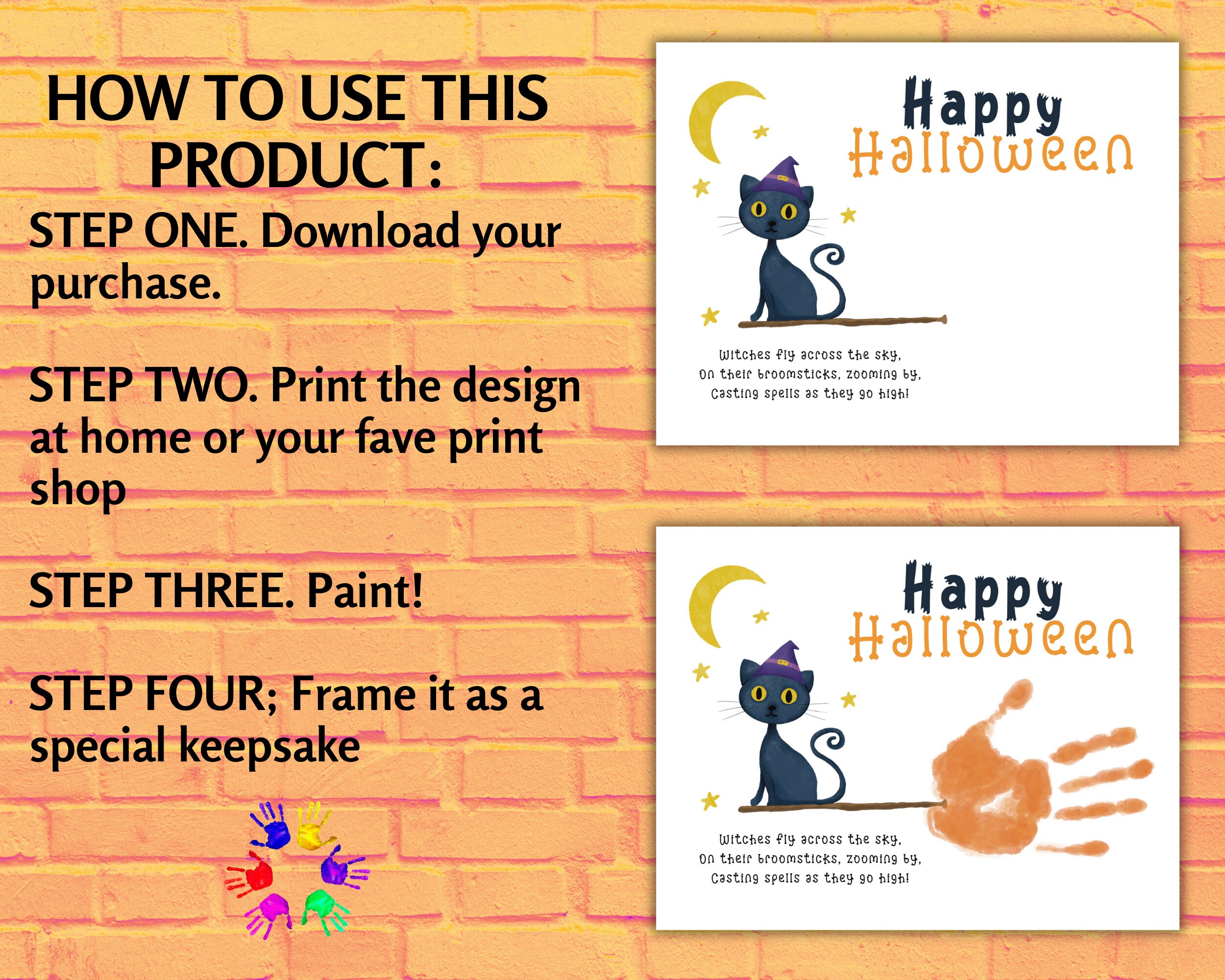 Halloween Handprint Craft, Witchy Cat Handprint, Fall Handprint Craft ...