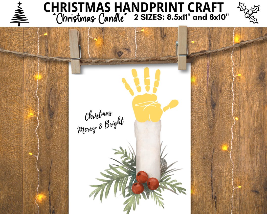 Christmas Handprint Craft, Christmas Candle Handprint Art, Winter ...