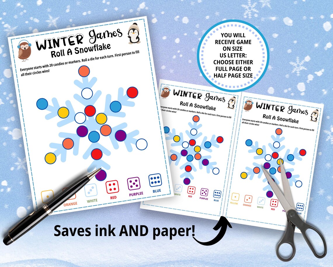 Roll a Snowflake Dice Game, Winter Games, Wintertime Games, Candy Dice ...