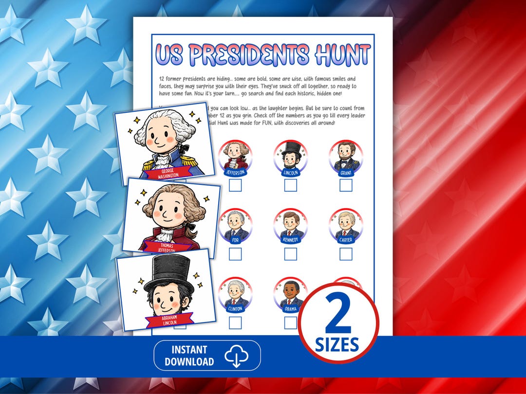 Past Presidents Hunt, Presidents Day Game, Patriotic Games, Games for ...