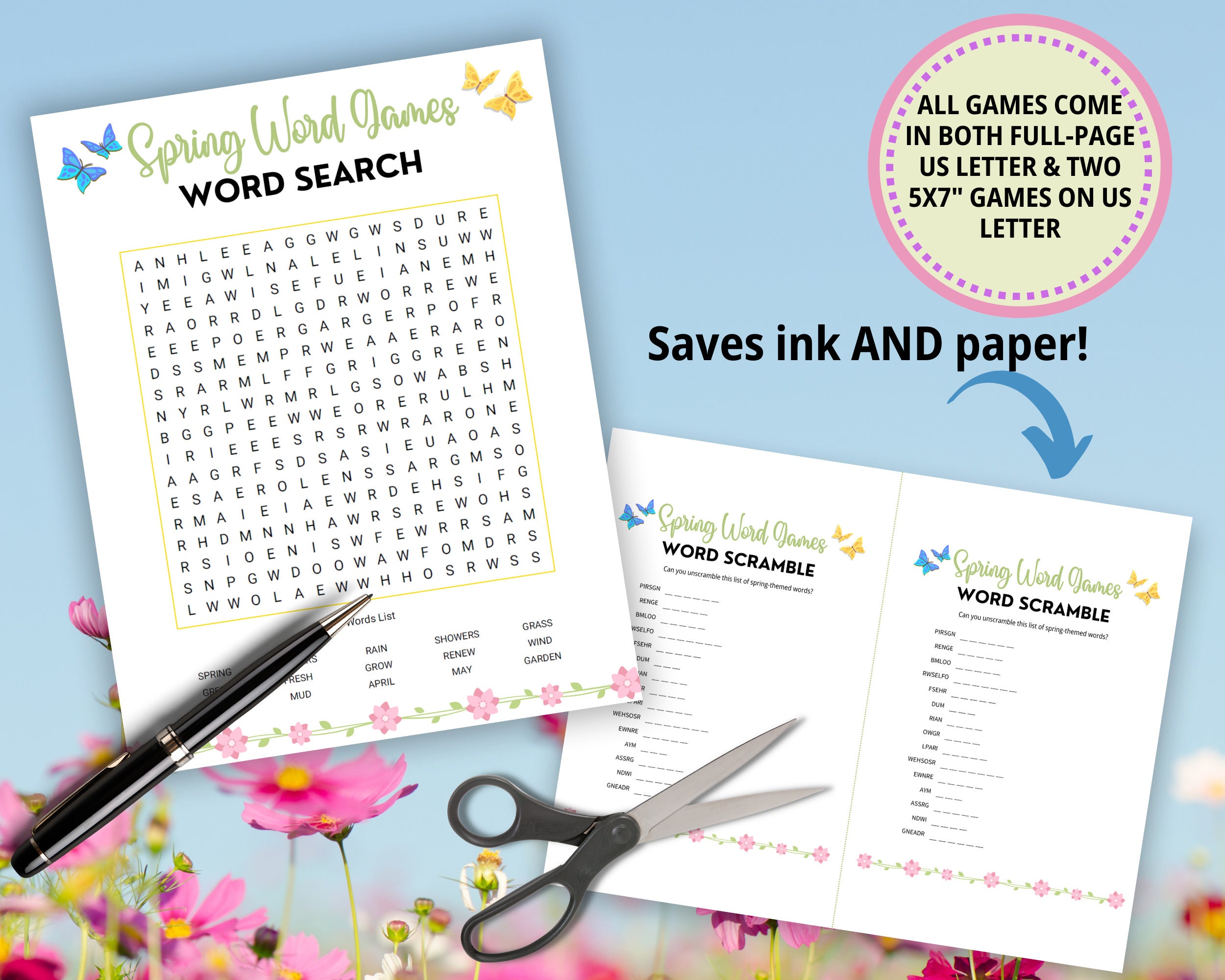 Spring Word Games, Spring Word Search, Family Game Night, Word Search ...