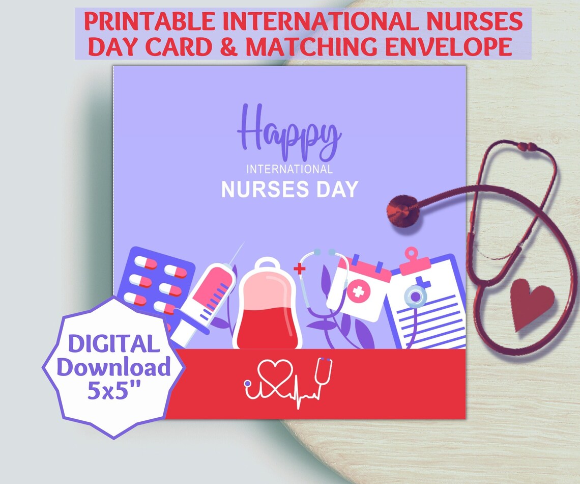 International Nurses Day Card, Happy Nurses Week, Printable Square Card ...