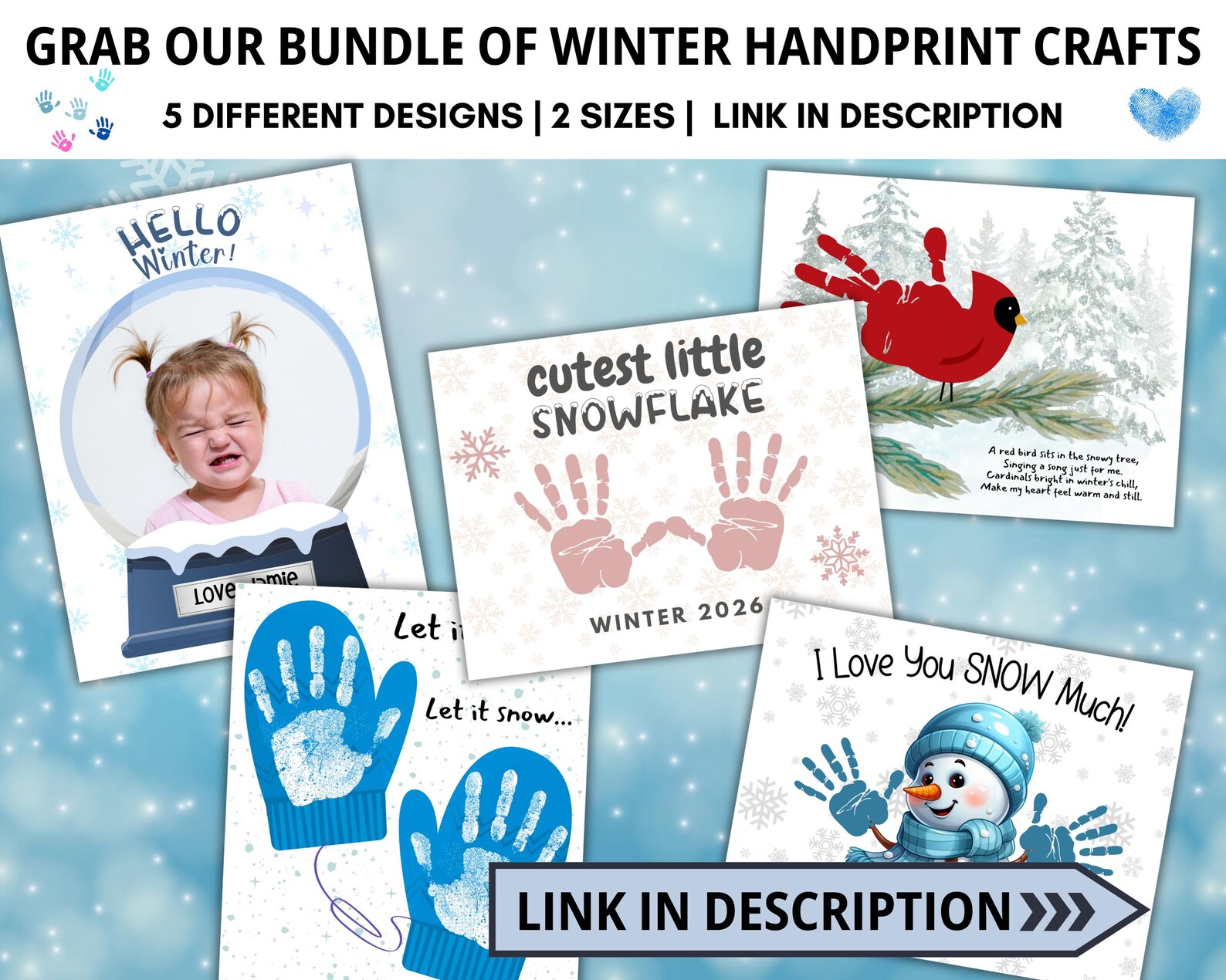 Winter Handprint Crafts, Let It Snow, Handprint Art, Winter Handprint ...