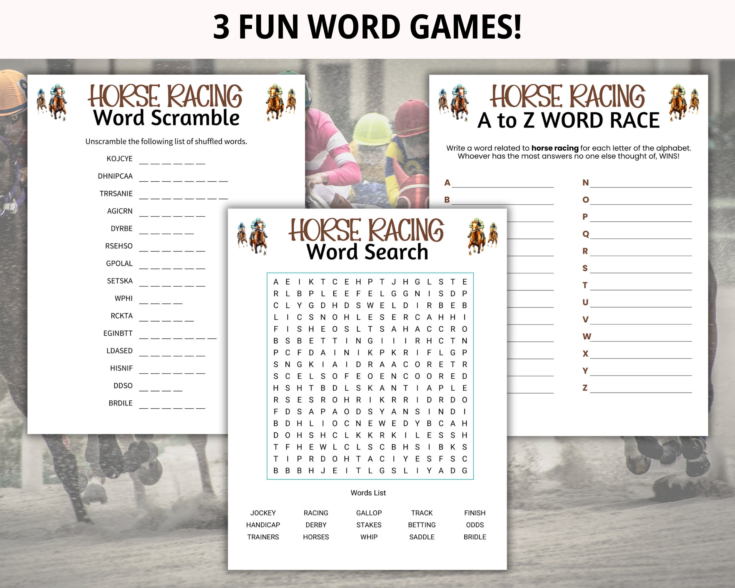 Horse Racing Game Bundle, Horse Race Games, Family Game Night, Word ...