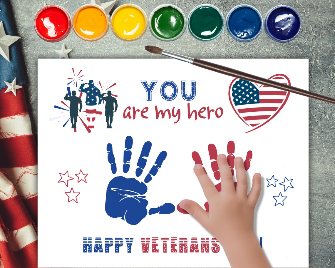 Veterans Day Handprint Craft, Patriotic Handprint Art, Handprint Sign ...