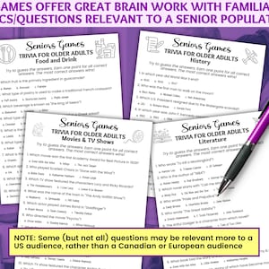 Trivia for Seniors Game, Ice Breaker Game, Dementia Activities ...