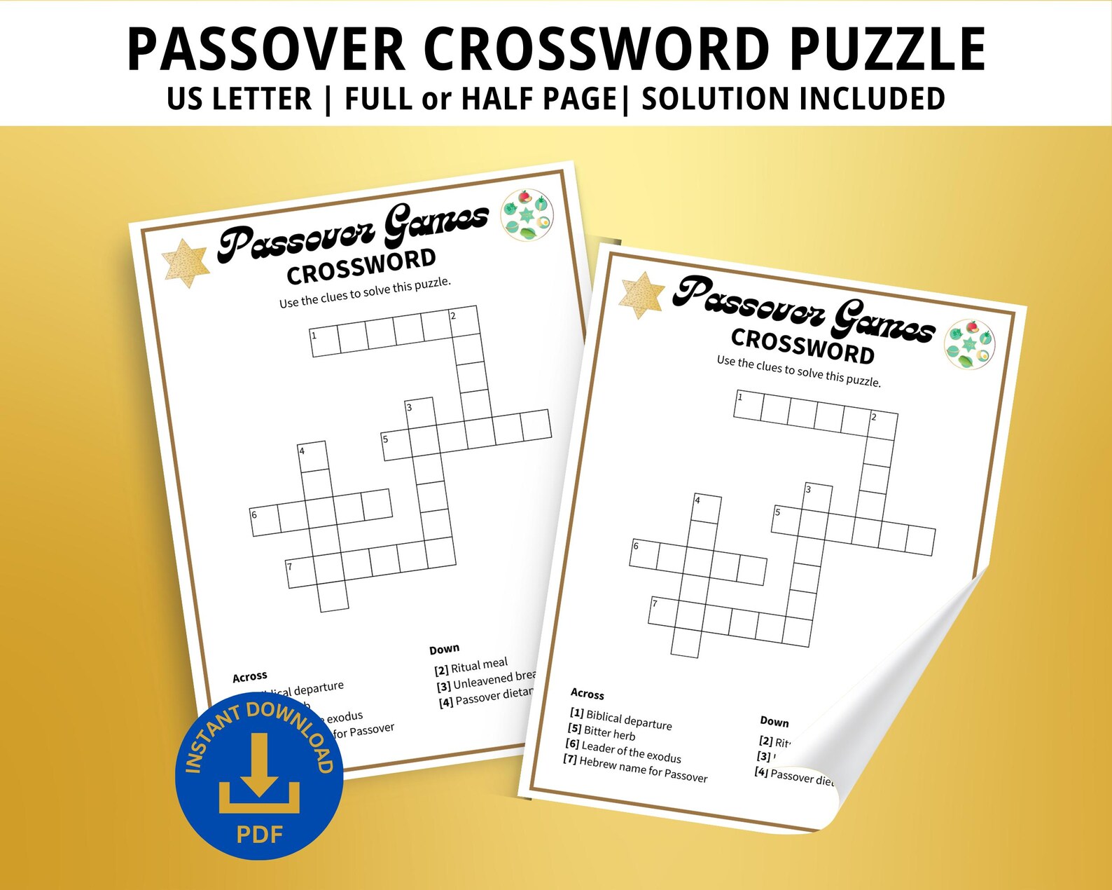 Passover Crossword Puzzle, Passover Games, Jewish Games, Passover ...