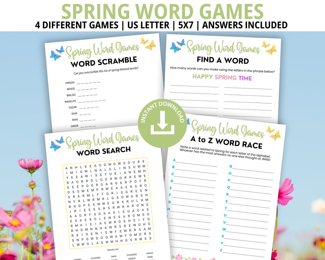 Spring Word Games, Spring Word Search, Family Game Night, Word Search ...