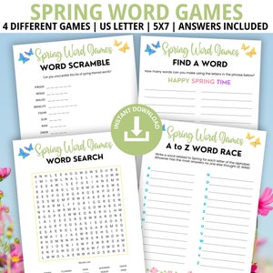 Spring Word Games, Spring Word Search, Family Game Night, Word Search ...