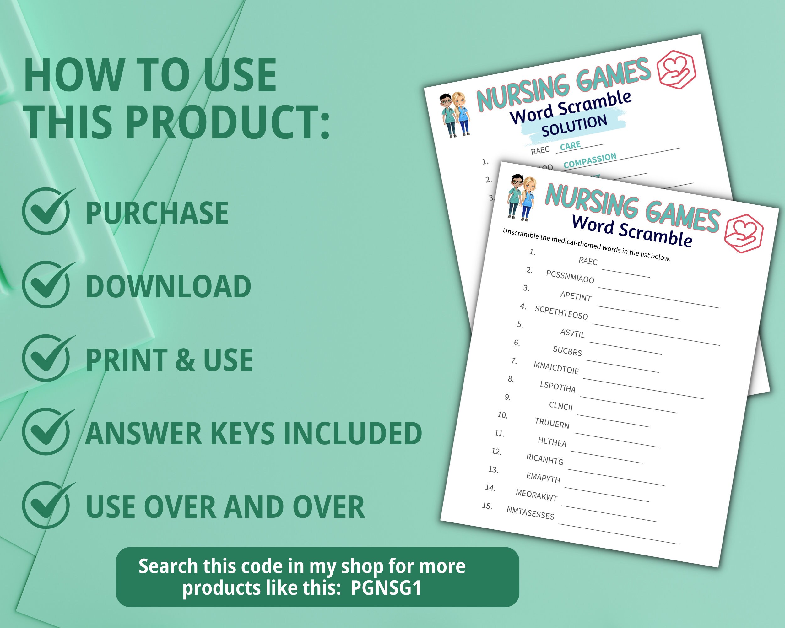 Nursing Word Scramble, Nursing Games, Nurse Games, Hospital Party Games ...