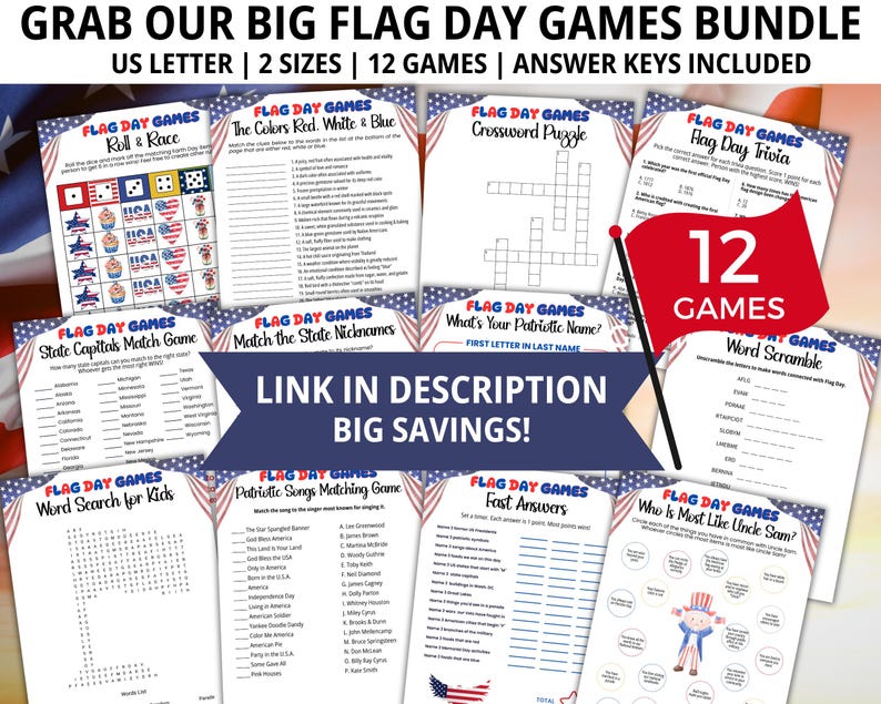 Flag Day Crossword Puzzle, Flag Day Games, Patriotic Games, Icebreaker ...