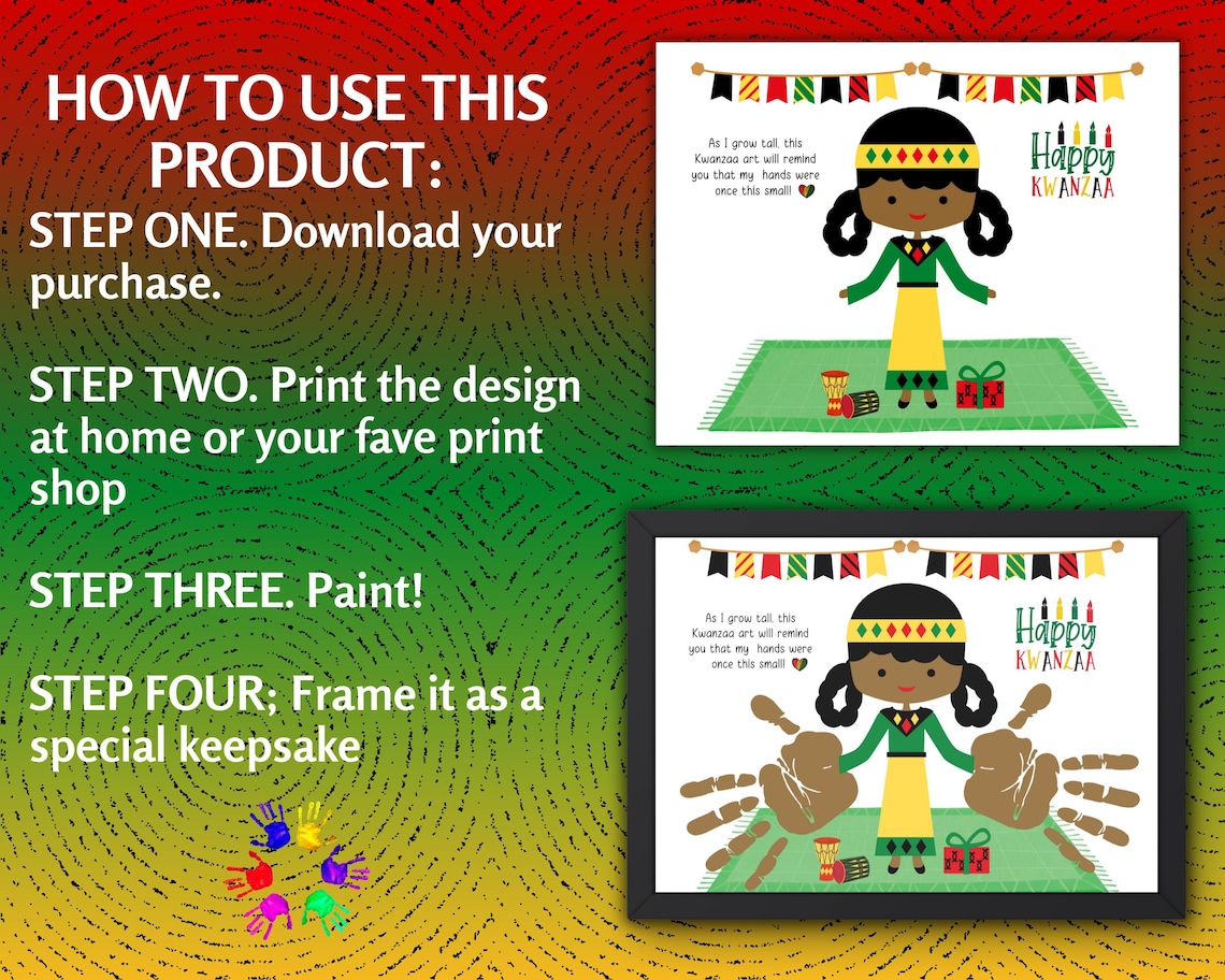Kwanzaa Handprint Crafts, Kwanzaa Kids Female, Handprint Art, Winter ...
